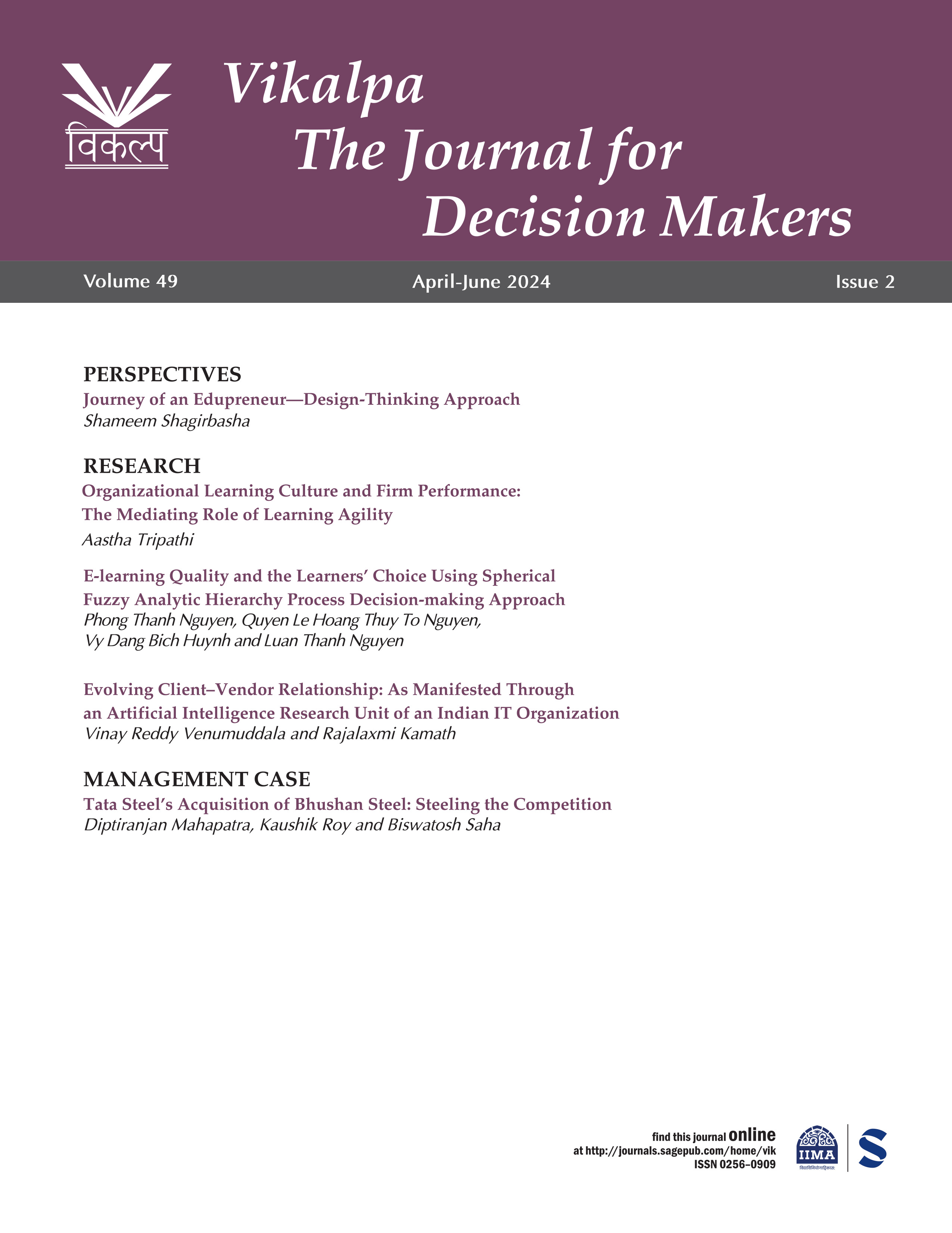 Vikalpa: The Journal for Decision Makers